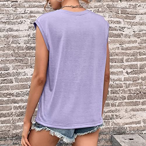 Women's Summer Solid Color Short Sleeve Cute Tops Baggy Basic T Shirt Sweet Holiday T Shirt Ladies Tops Light Purple