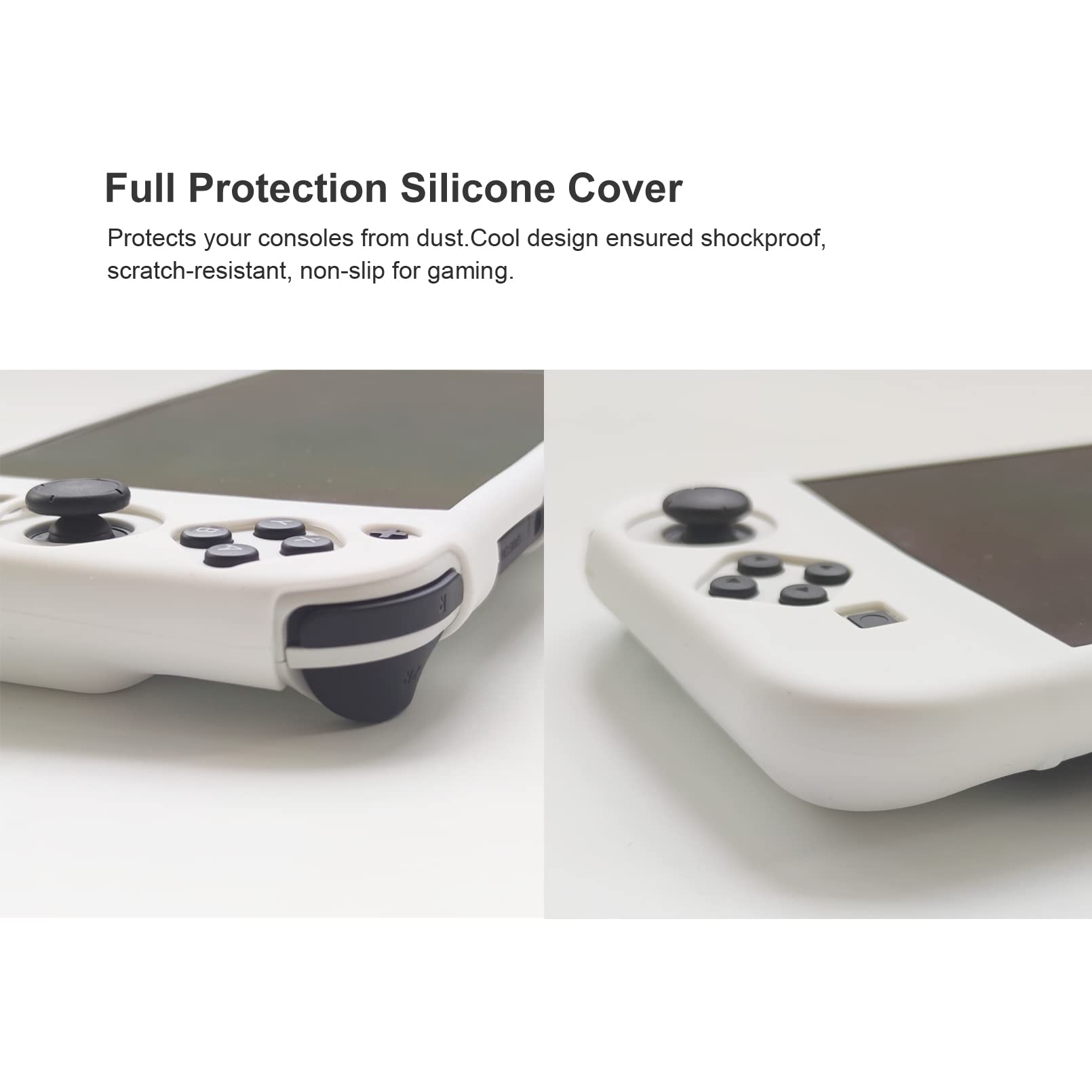Switch OLED Skin,Pandaren Silicone OLED Switch Cover Protective Hand Grip Compatible with Nintendo Switch OLED 7.0 inch 2021 Model(White)