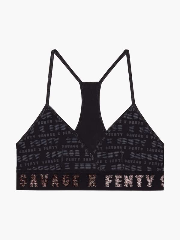 Savage X Fenty, Women's, Forever Savage Bralette, Pullover, U-Back, Knit, Unlined Bralette, Black Print, XS