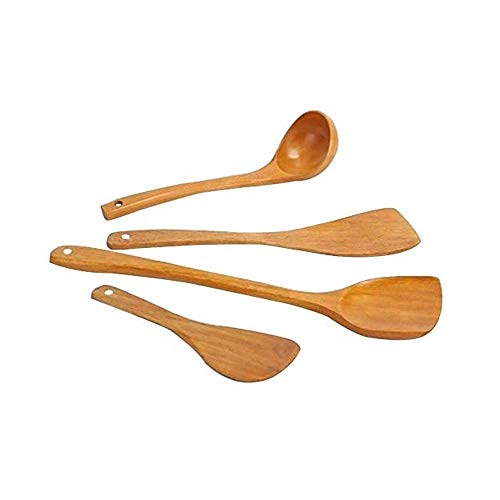 SDGH Non-stick Dinnerware Cutlery Set Wooden Cookware Fork Spoon Knife Set Kitchenware with Long Handle Spatula Flat Shovel