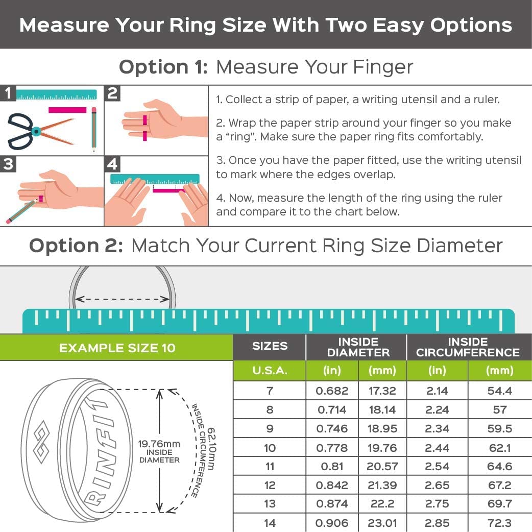 Rinfit Silicone Rings for Men - Mens Silicone Wedding Band - Infinity Silicone Ring Men - Rubber Wedding Rings - Patented Design - SetG, Size 10