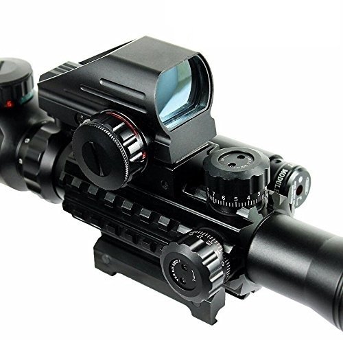 THEA C4-12X50 Scope Dual Illuminated Reticle w/Green Laser Sight and 4 Tactical Holographic Dot Reflex Sight (12 Month Warranty) (Green)