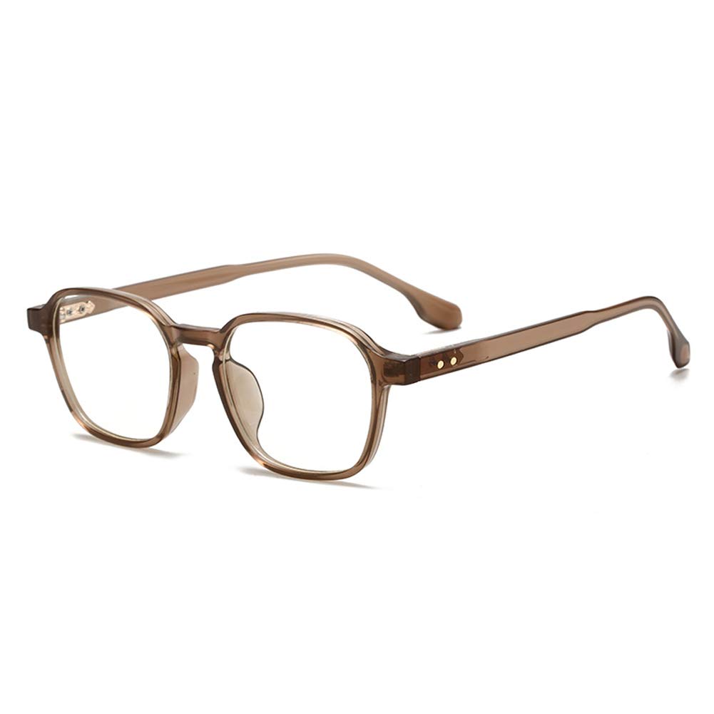 ZHILE Blue Light Blocking Glasses, Rectangular Anti-Blue Eyeglasses, TR90 Unbreakable Fashion Non-Prescription Eyewear Frame (Brown)