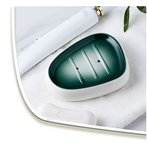 XENITE Soap Dispenser Gradient Green Soap Dispenser, 5 Piece Bathroom Accessories Set, Including Mouthwash Cup, Toothbrush Cup & Soap Dish, 15.2oz Reusable Soap (Color : 5 Piece Set)