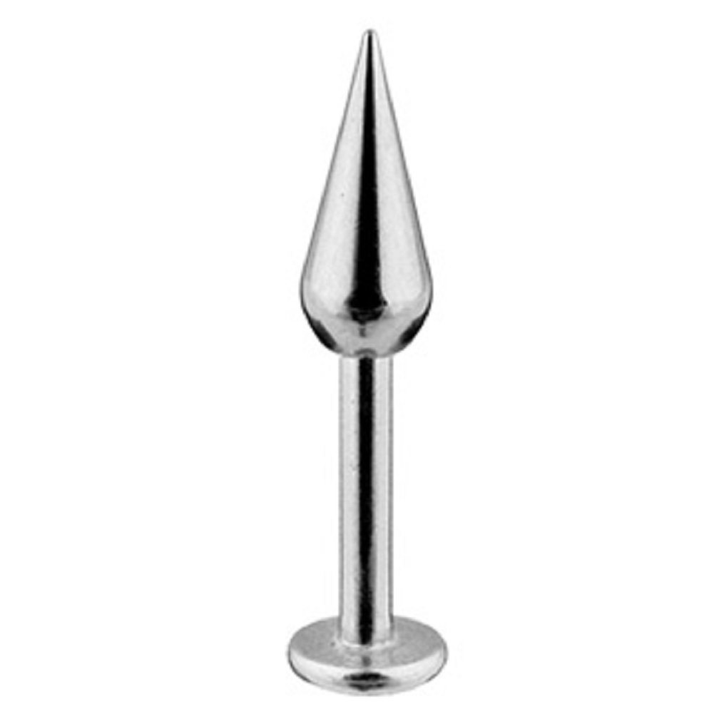 TheCheshireCat (1 piece) 16g Straight Flat Back Barbell With 12mm LONG SPIKE LABRET Ring Surgical Steel (surgical steel) (T/L/16/S)