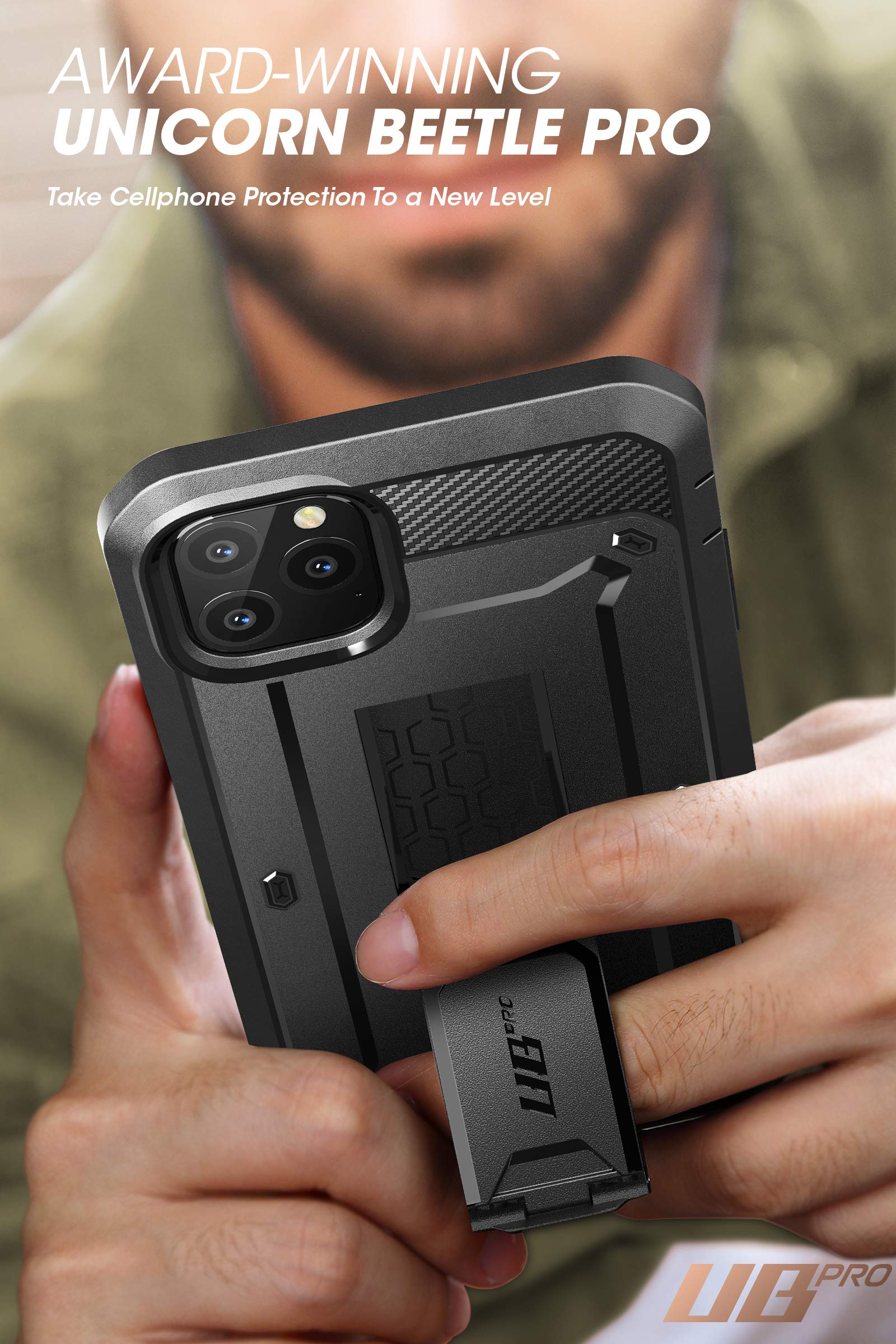 SUPCASE for iPhone 11 Pro Max Case with Screen Protector (Unicorn Beetle Pro), [Built-in Stand & Belt Clip] Heavy Duty Full-Body Shockproof Protective Phone Case for iPhone 11 Pro Max 6.5", Black
