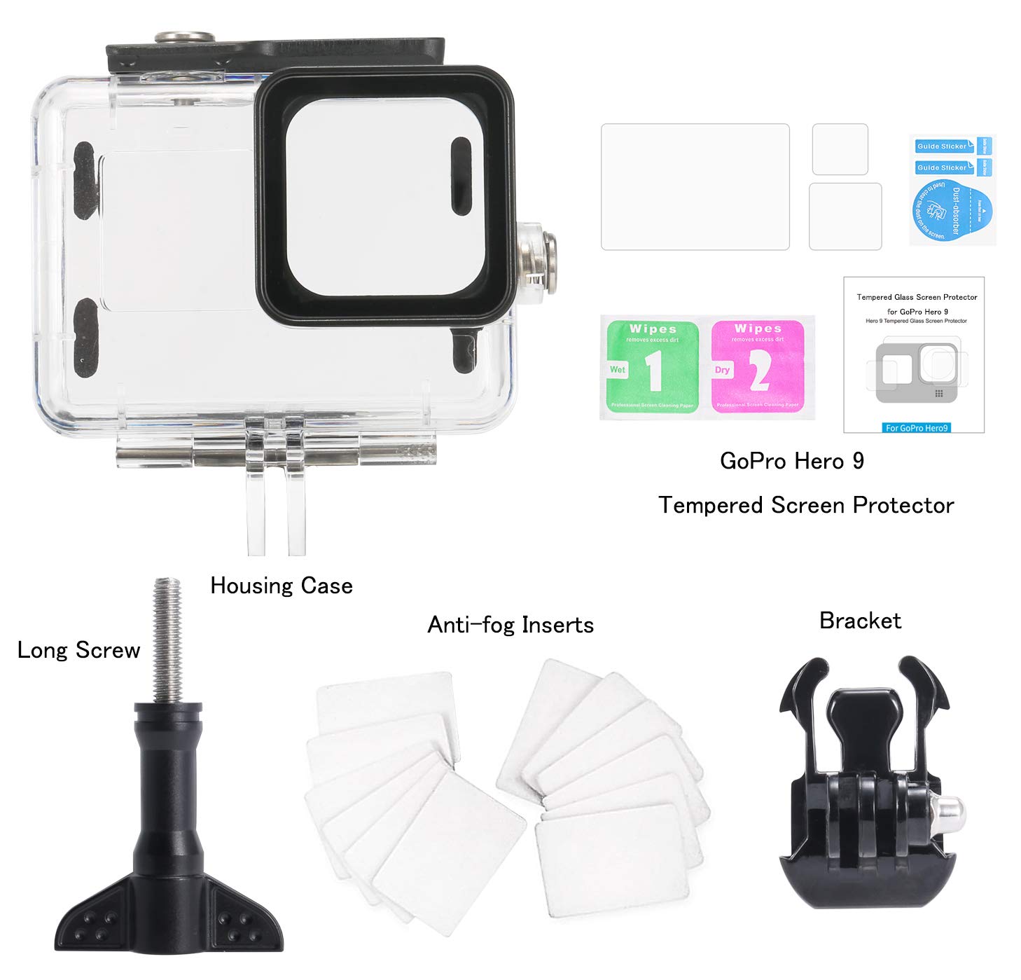 Trehapuva Waterproof Housing Case for GoPro Hero 10 Black/Hero 9 Black with Tempered Glass Screen Protector, 45M/148FT Underwater Protective Dive Case Shell for Go Pro Hero9 10 Camera Accessories