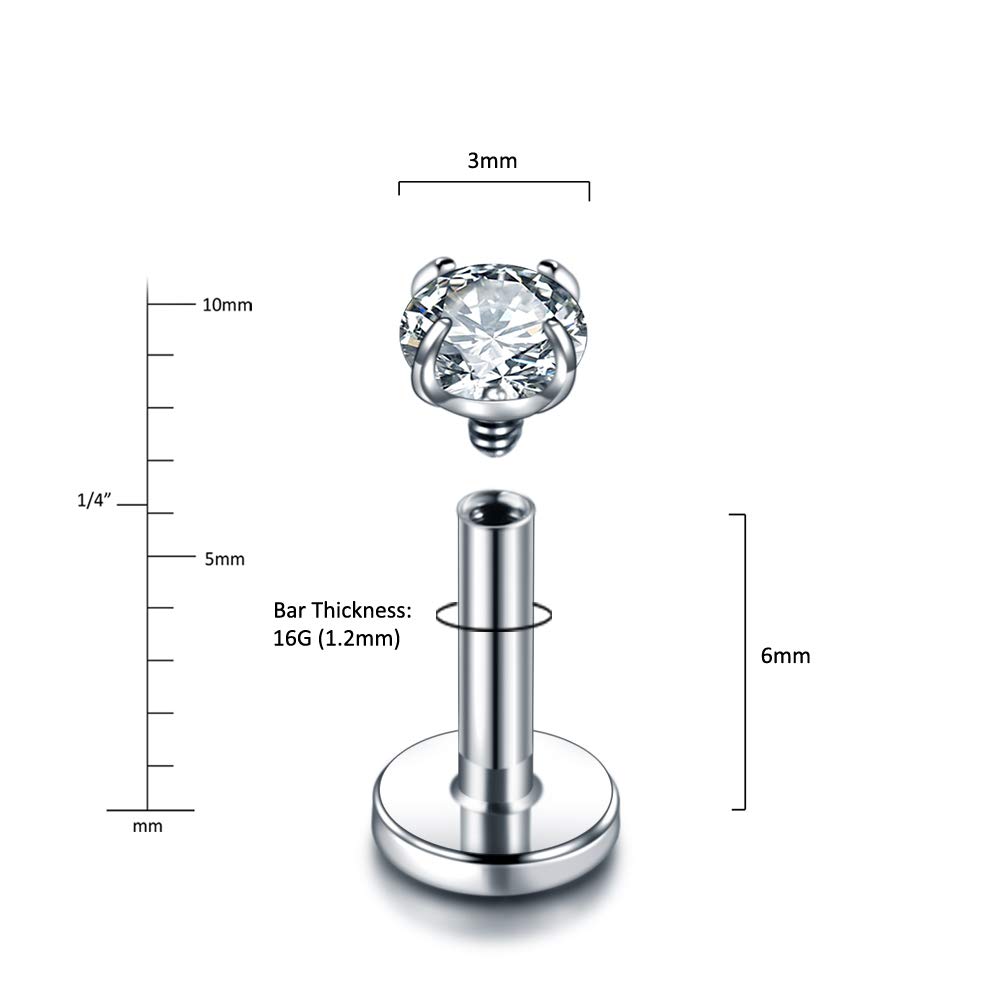 Xpircn 16G Labret Monroe Lip Rings Helix Tragus Earring Studs Piercing Jewelry 9-18PCS (16Gx10mm, Rose Gold, 18PCS)