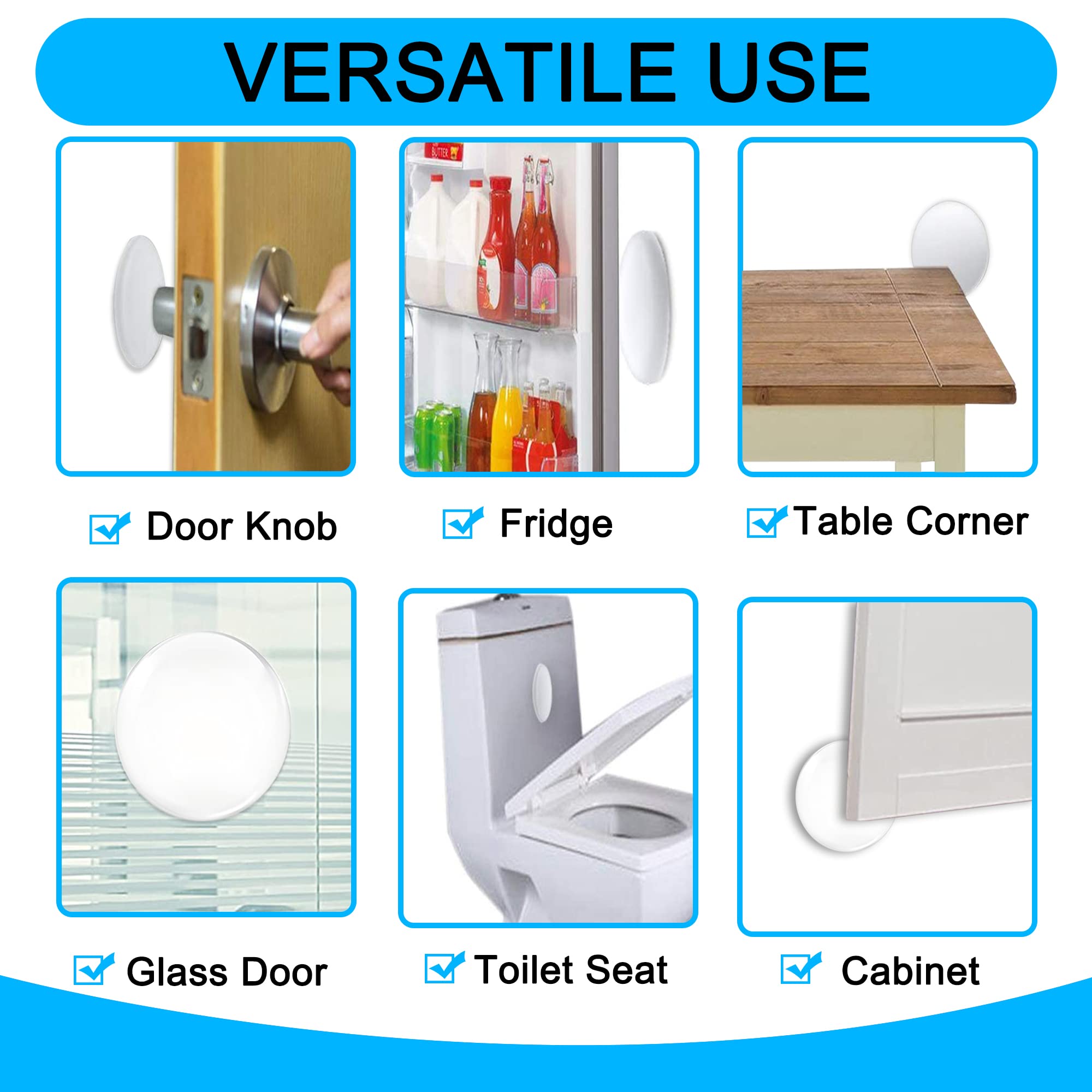 VENGABY 24PCS Door Stopper Wall Protector 1.57", Door Knob Wall Shield Self Adhesive, Rubber Wall Protectors from Door Knobs, Door Handle Bumper for Home Office, (White)