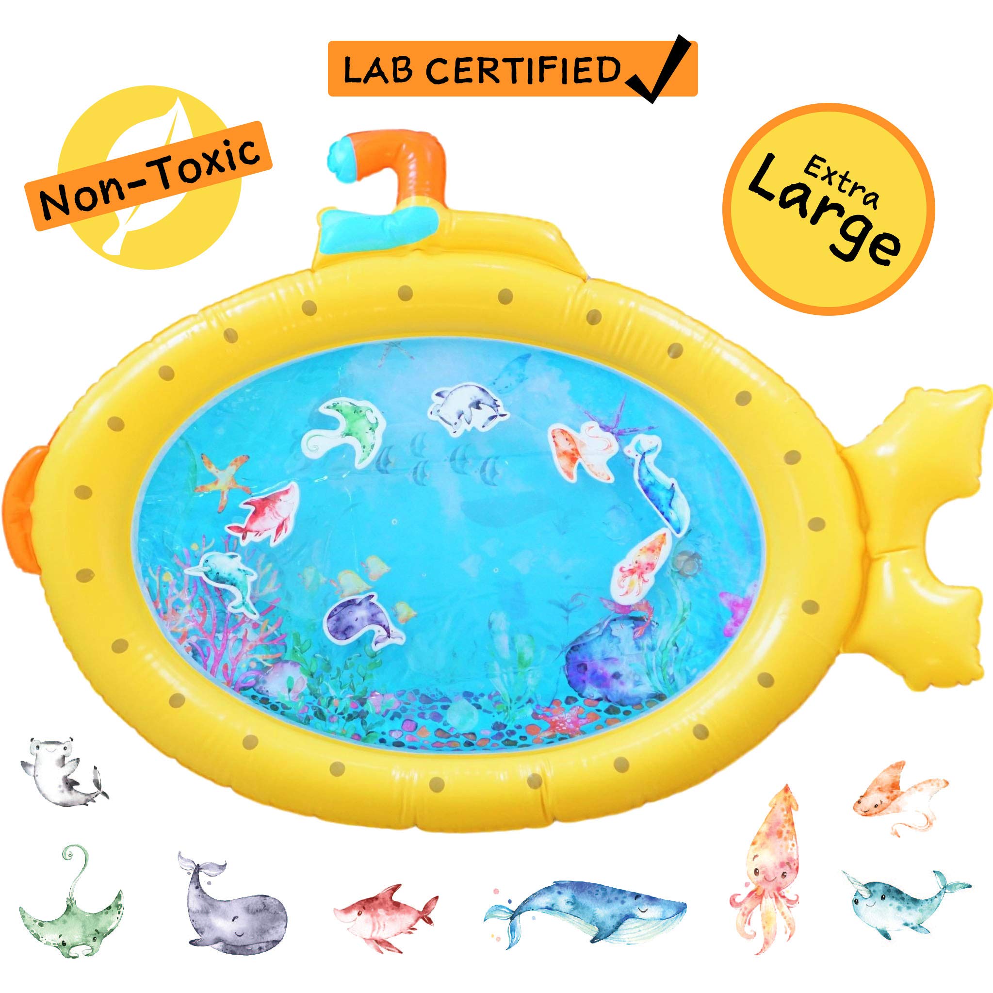 SENSORY4U Inflatable Tummy Time Baby Water Mat Submarine for Infants & Toddlers Play Mat Toy Activity Center