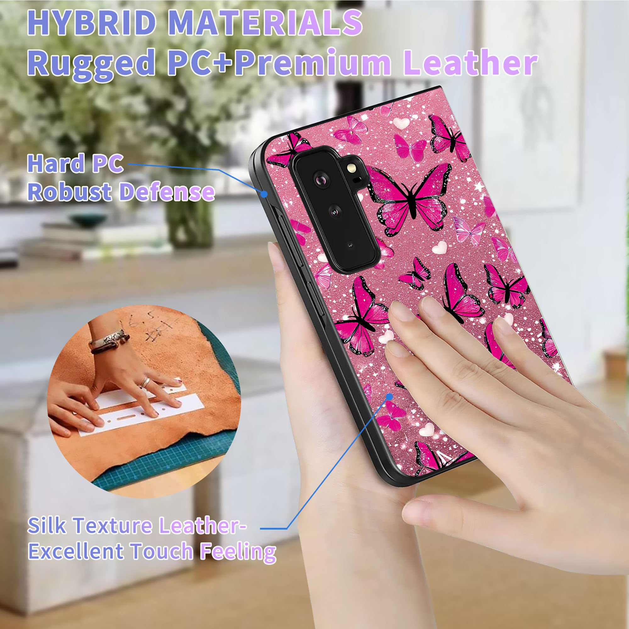 RYUITHDJP for Microsoft Surface Duo 2 Case 8.3" Butterflies Girl Design for Microsoft Surface Duo 2 Phone Case Stylish Shockproof Cover