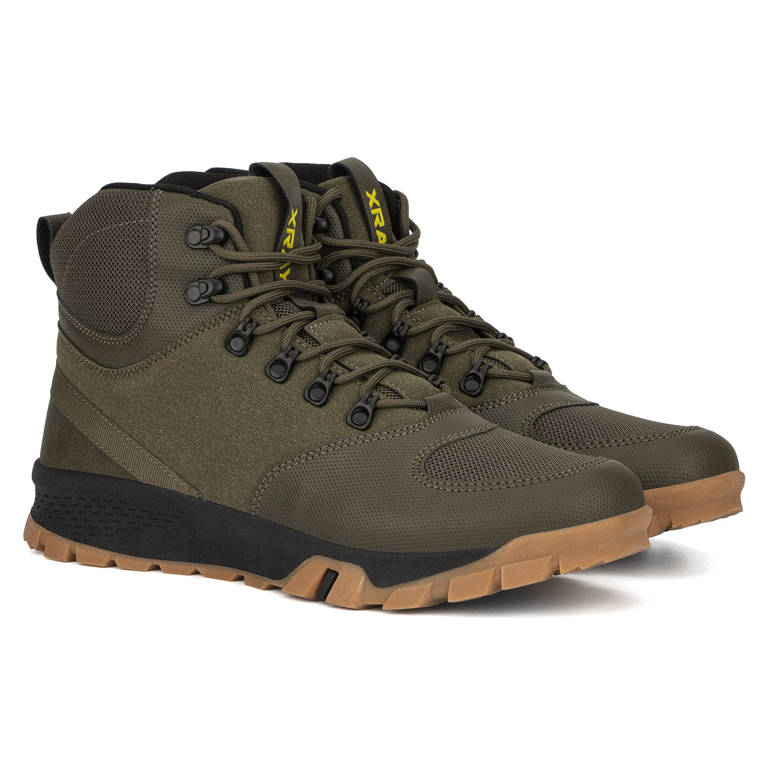 Xray Footwear Men's Notch Boot, Flexible mesh, Metal Hook Grommets at The lace-up, Round Toe, Thermoplastic Outsole; Size 10.5 Olive