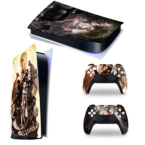 Sword Beauty Girl - PS5 Digital Edition Skin Console and 2 Controller, Vinyl Decal Sticker Full Cover Protective