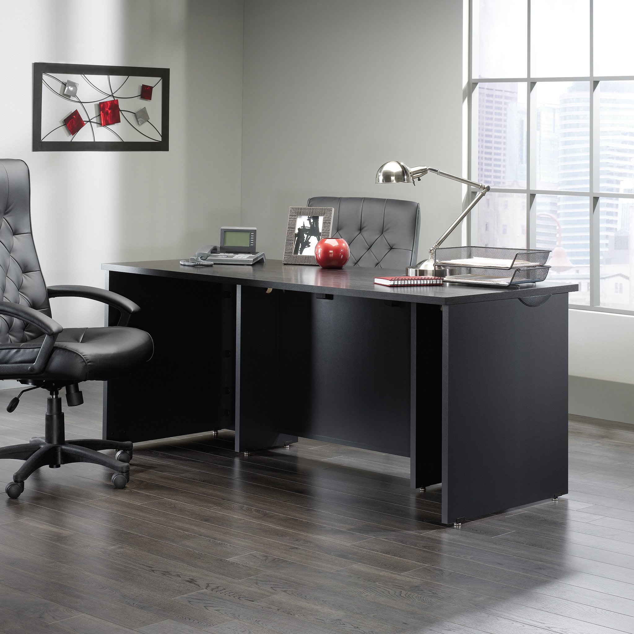 Sauder Via Desk, L: 71.50" x W: 29.53" x H: 29.76", Bourbon Oak Finish