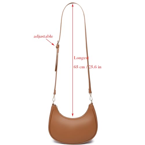 WuliTown Small Crescent Shoulder Bag Under the Arm Purse, Cute Hobo White Shoulder Bag,Mini Clutch Purse with Zipper Closure