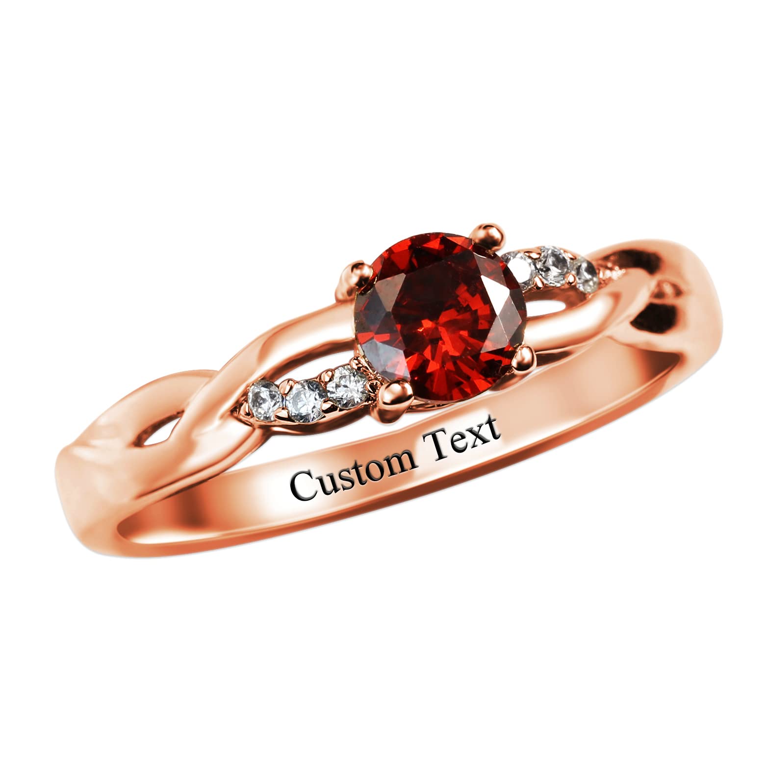 Xtiaotfrdy Custom Simulated Ruby Ring Personalized January Birthstone Ring Birthday Gift for Her Infinity Ring Promise Engagement Wedding Band Customized Mothers Day