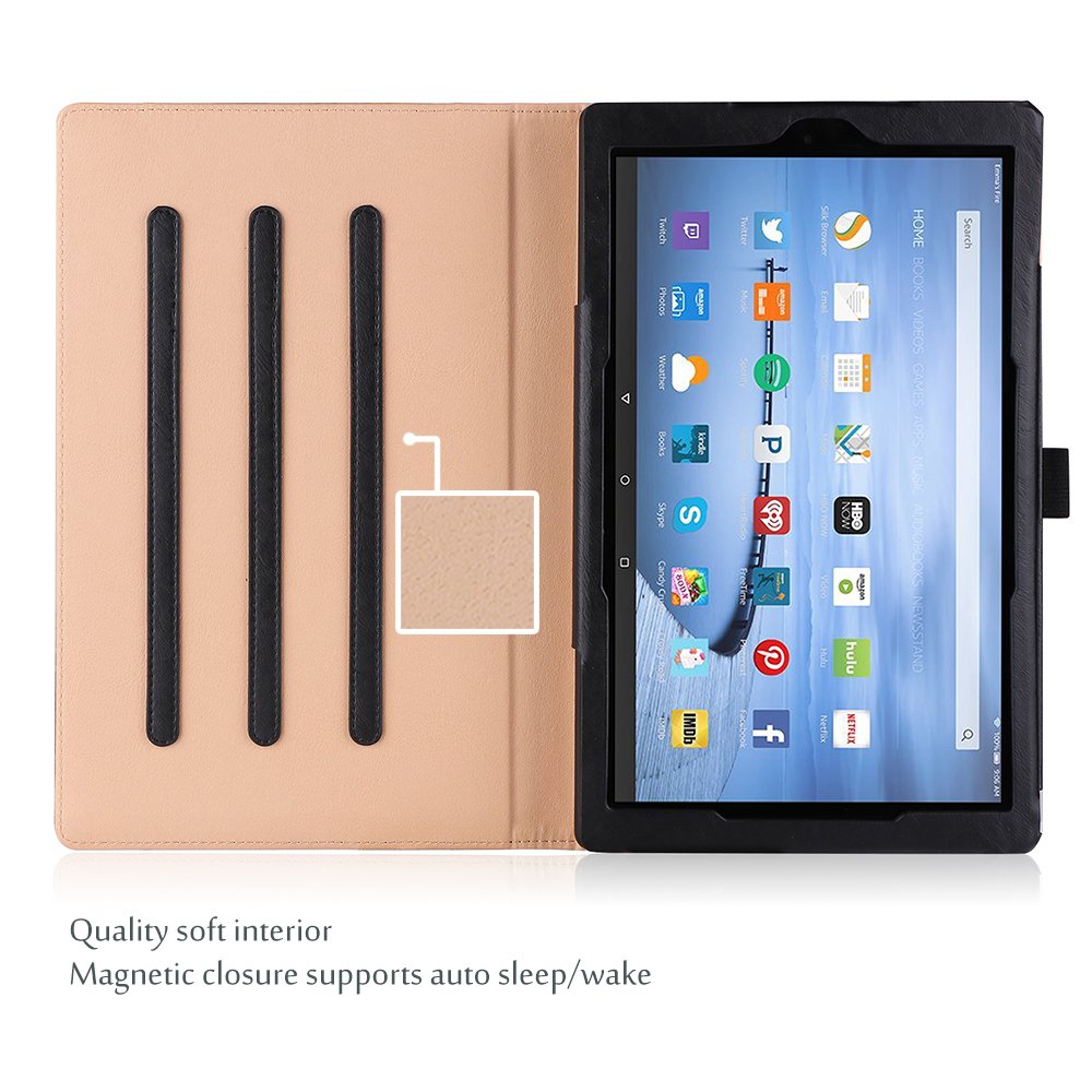 ProCase Amazon Fire HD 10 Case (9th / 7th Generation, 2019/2017 Released) – Stand Folio Folding Protective Cover for Kindle Fire HD 10.1" Tablet (7th Generation and 9th Generation) -Black