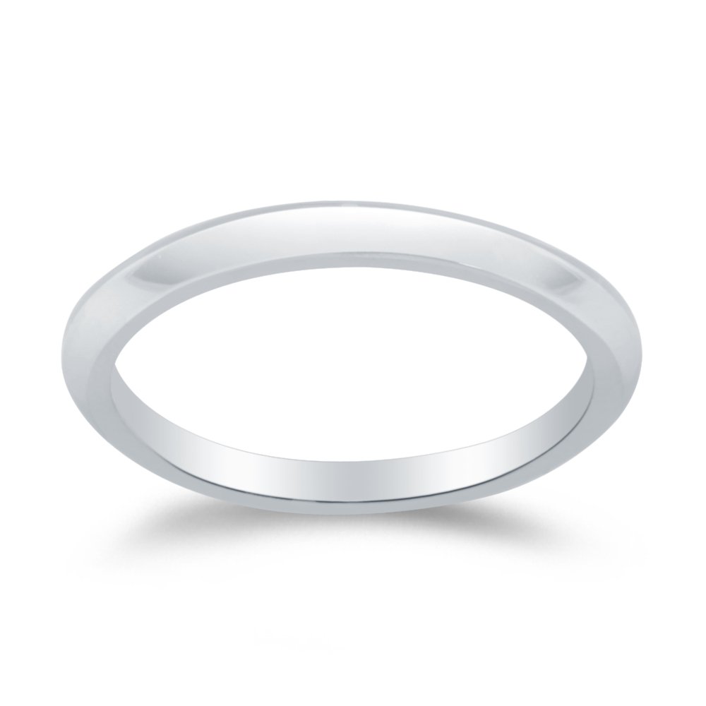 Size - 6.5 - Solid 925 Sterling Silver 2mm Classic Plain Knife Edge Anniversary Ring Wedding Band