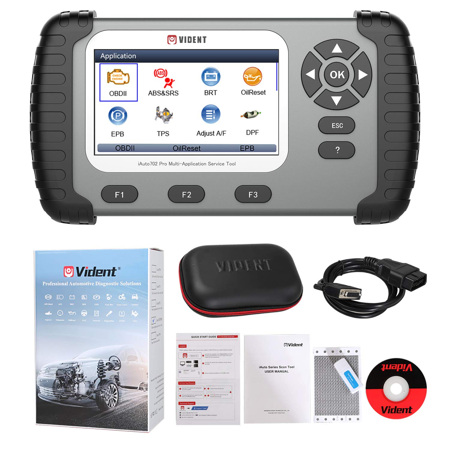 VIDENT iAuto 702 Pro Multi-applicaton Service Diagnostic Tool Support ABS/SRS/EPB/DPF Update to 19 Maintenances 3 Years Free Update Online