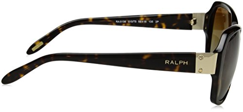 Ralph by Ralph Lauren Women's RA5138 Square Sunglasses, Shiny Dark Havana/Polarized Gradient Brown, 58 mm