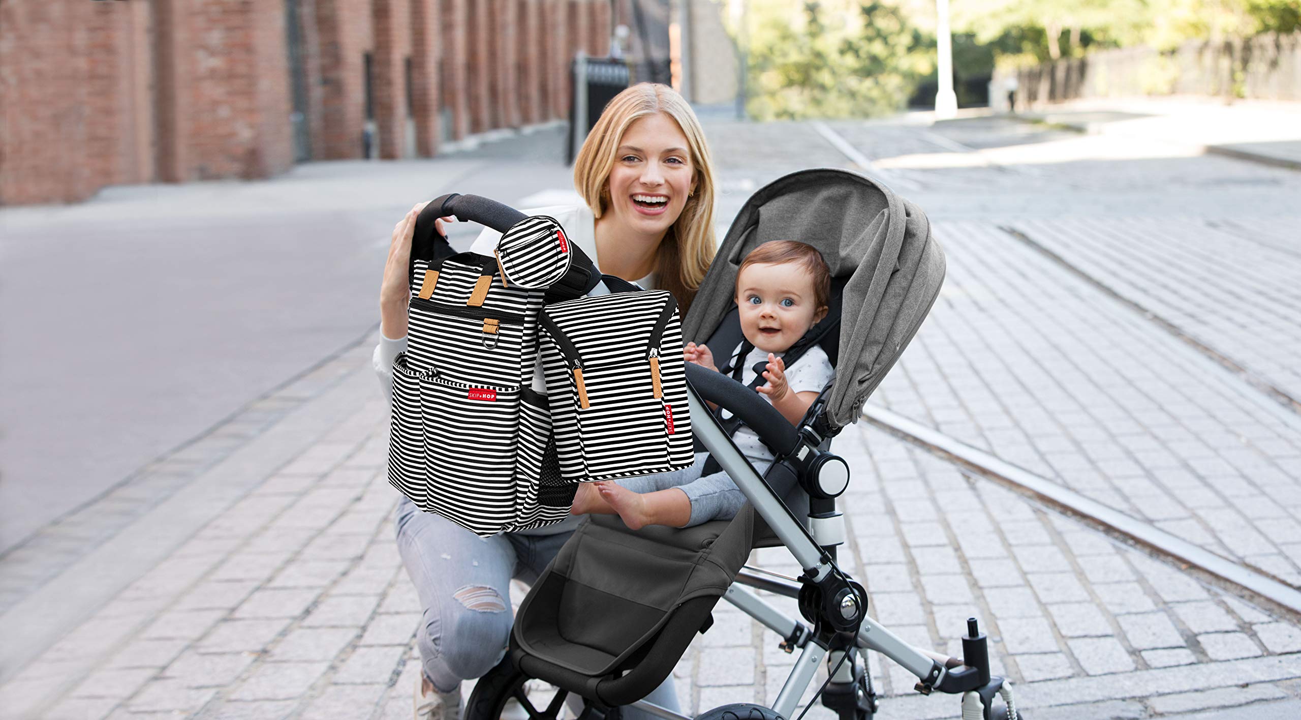 Skip Hop Baby Bottle Bag, Grab & Go, Black/White Stripe