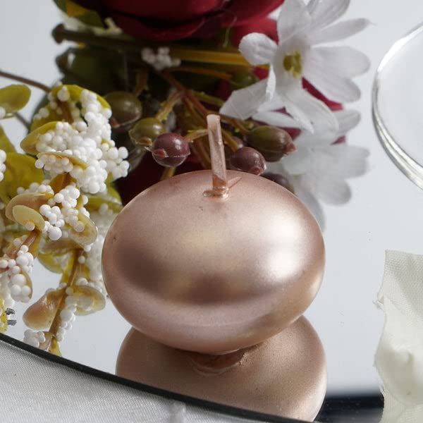 TABLECLOTHSFACTORY 12 Pack 1.5" Rose Gold Mini Disc Unscented Floating Candles - Long Burn Time