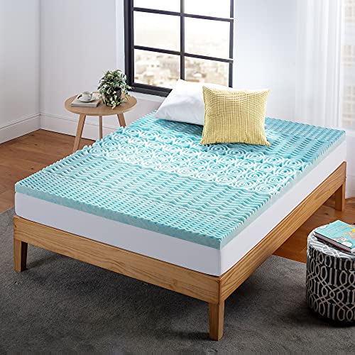 ZINUS 2 Inch Green Tea Cooling Gel Memory Foam Zoned Support Mattress Topper, Queen