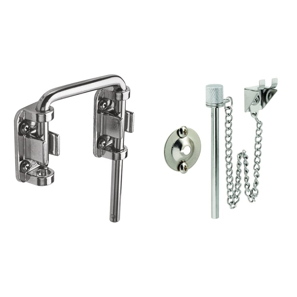 Prime-Line Products U 9847 Patio Sliding Door Loop Lock, Chrome & Defender Security U 9858 Sliding Patio Door Lock Pin, 2-5/8 inch, Chrome Finish