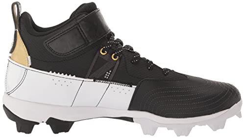 Under Armour Men's Harper 7 Mid Rubber Molded Baseball Cleat, (001) Black/White/Black, 7