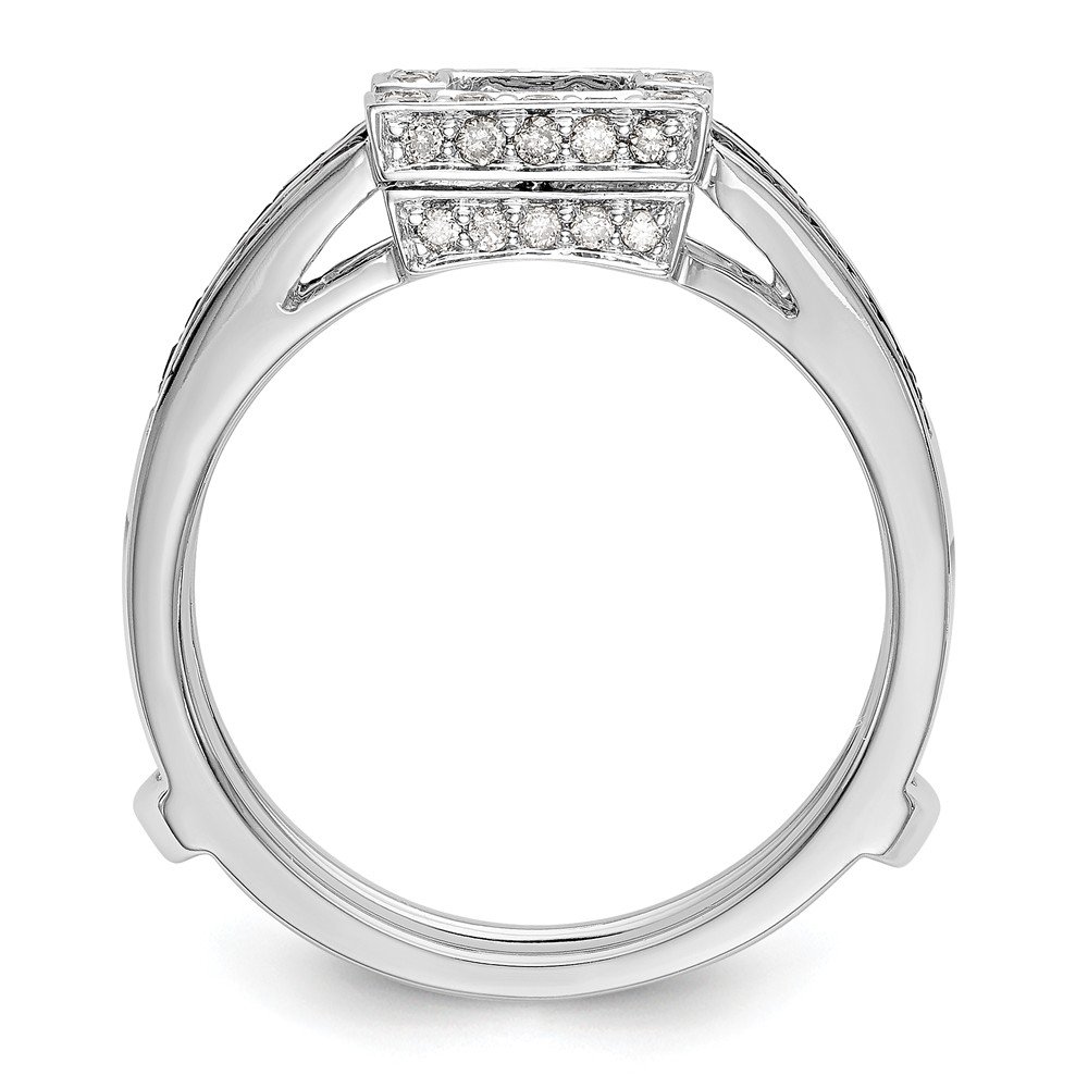 Size 7 - Solid 14k White Gold Black & White Diamond Ring Guard (9mm) (.43ct.)