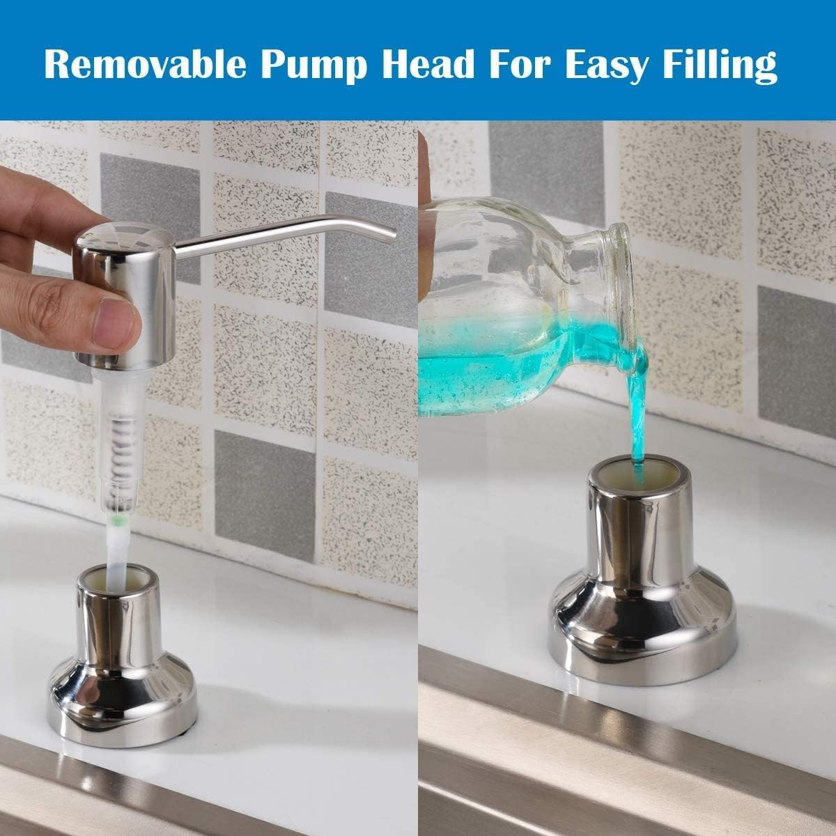 SonTiy Kitchen Faucet with Soap Dispenser, Commercial Single Handle High Arc Kitchen Sink Faucet with Pre-Rinse Pull Down Sprayer, Polished Chrome