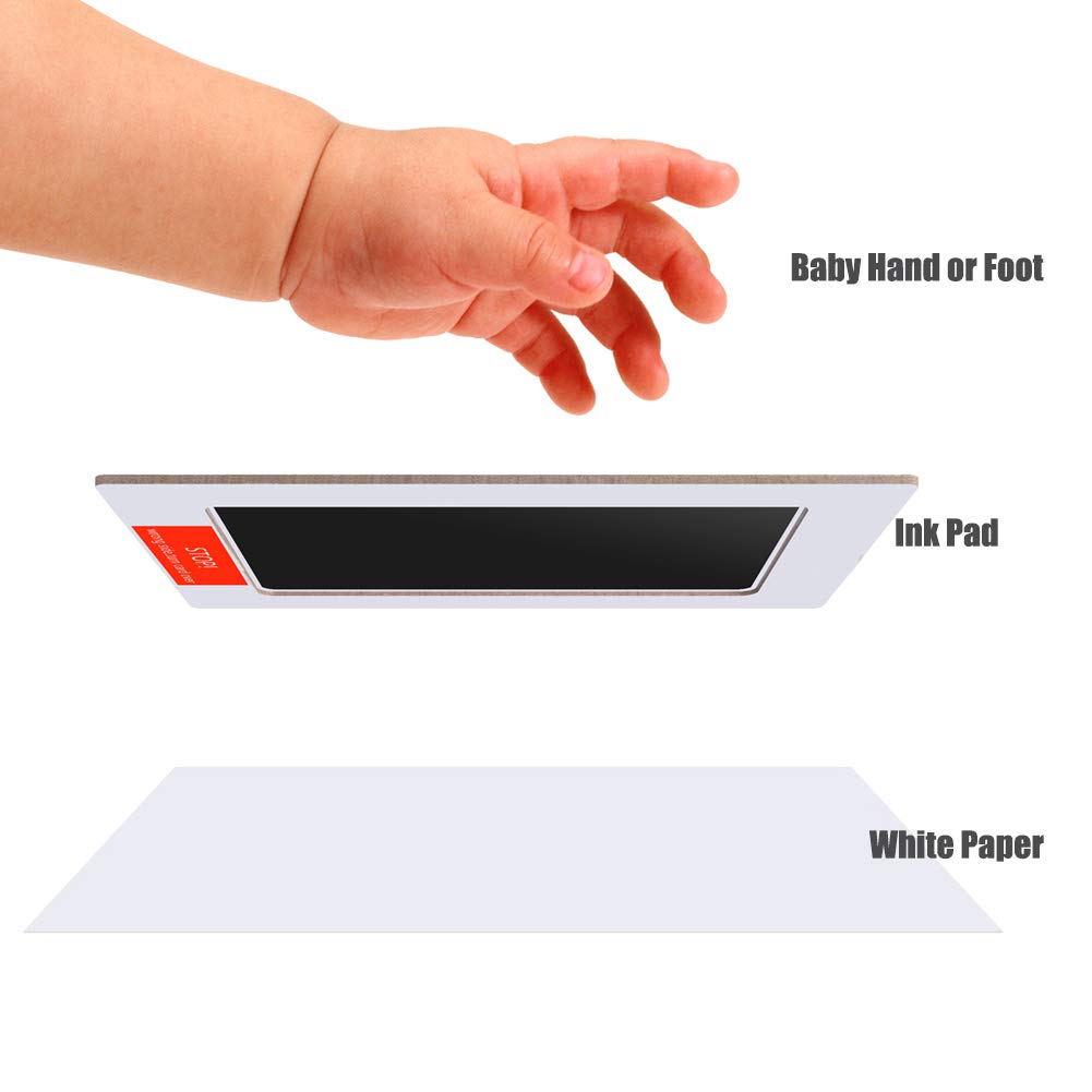 PChero Newborn Baby Handprint and Footprint Ink Pad Kit, Non-Toxic and Clean-Touch (Medium Size, Black)