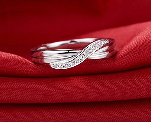 THREE MAN Sterling Silver Wedding Band Ring for Women X Style Brief Design 925 Silver (6)