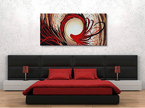 Seekland Art Hand Painted Abstract Oil Painting on Canvas Modern Wall Deco Artwork Framed Ready to Hang Contemporary Picture (Framed 48 * 24 inch)