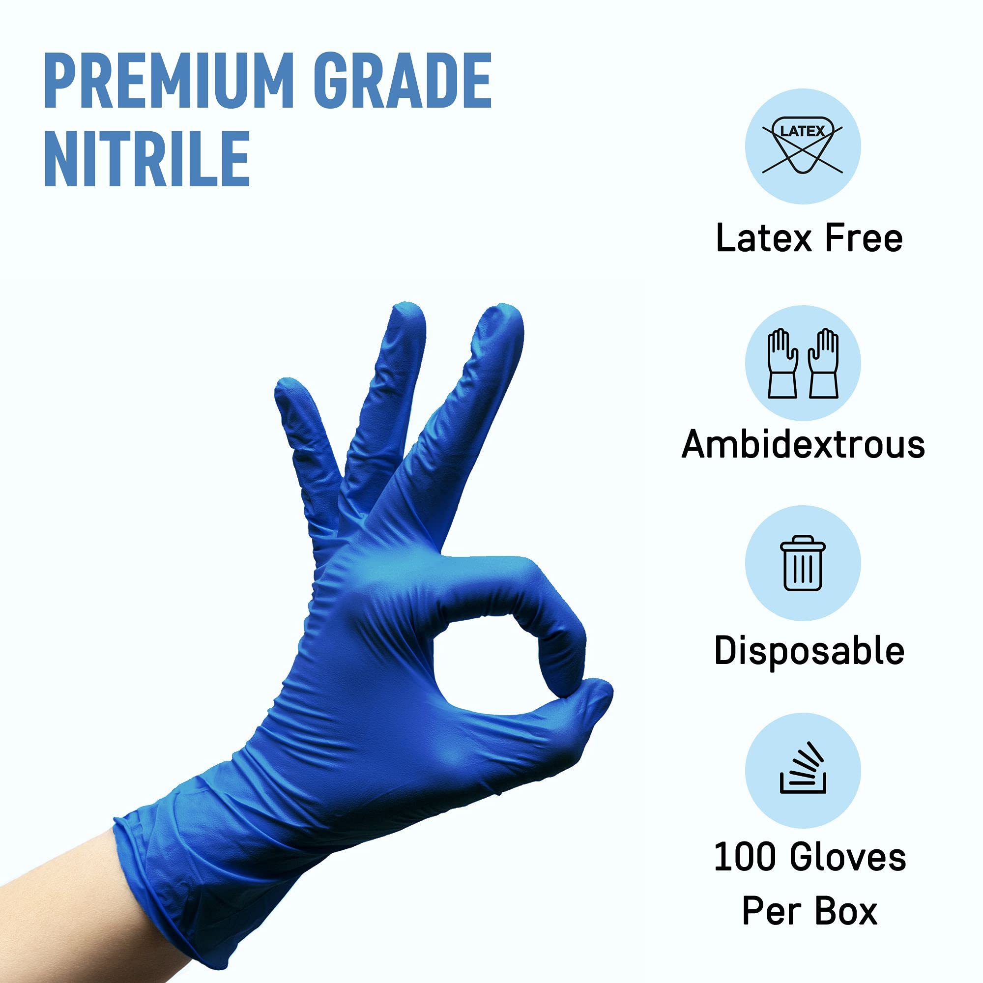 Powder Free Disposable Nitrile Gloves Medium -100 Pack, Blue -Medical Exam Glove