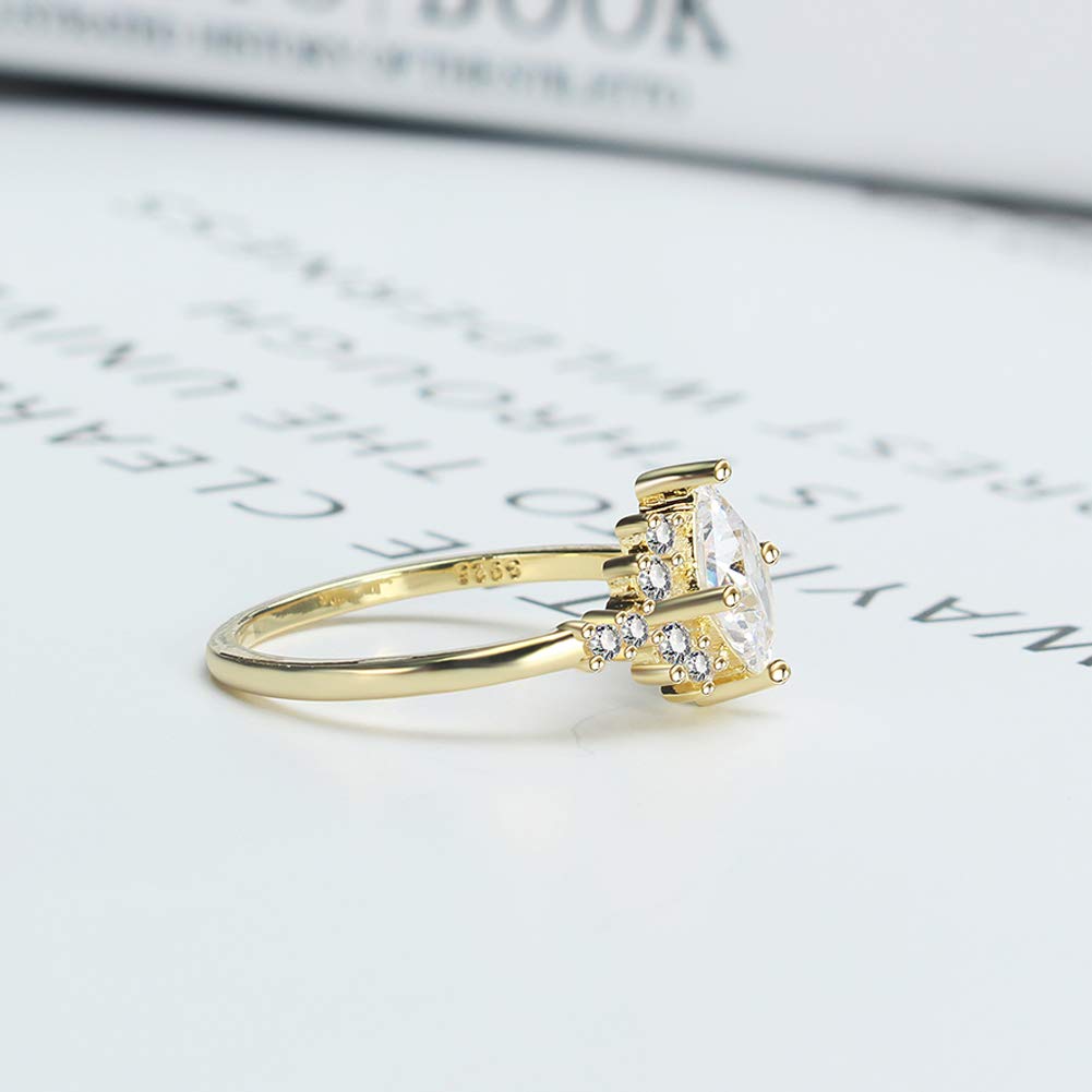 YAZILIND Statement Wedding Ring Gold Plated Square Cubic Zirconia Engagement Jewelry Gift Size 9