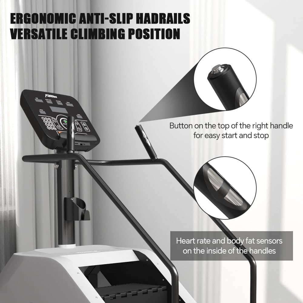 SPART Stair Climber with LED Screen, Commercial Grade Stepmill Exercise Machine, 15 Speed Levels Stair Climber Stepping Machine for Cardio and Lower Body Workouts, 660LBS, 15-164 Steps/Minute, White