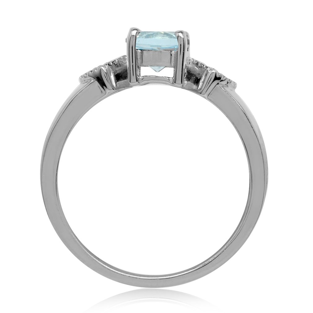 Silvershake Genuine London Blue Topaz White Gold Plated 925 Sterling Silver Ring Size 8