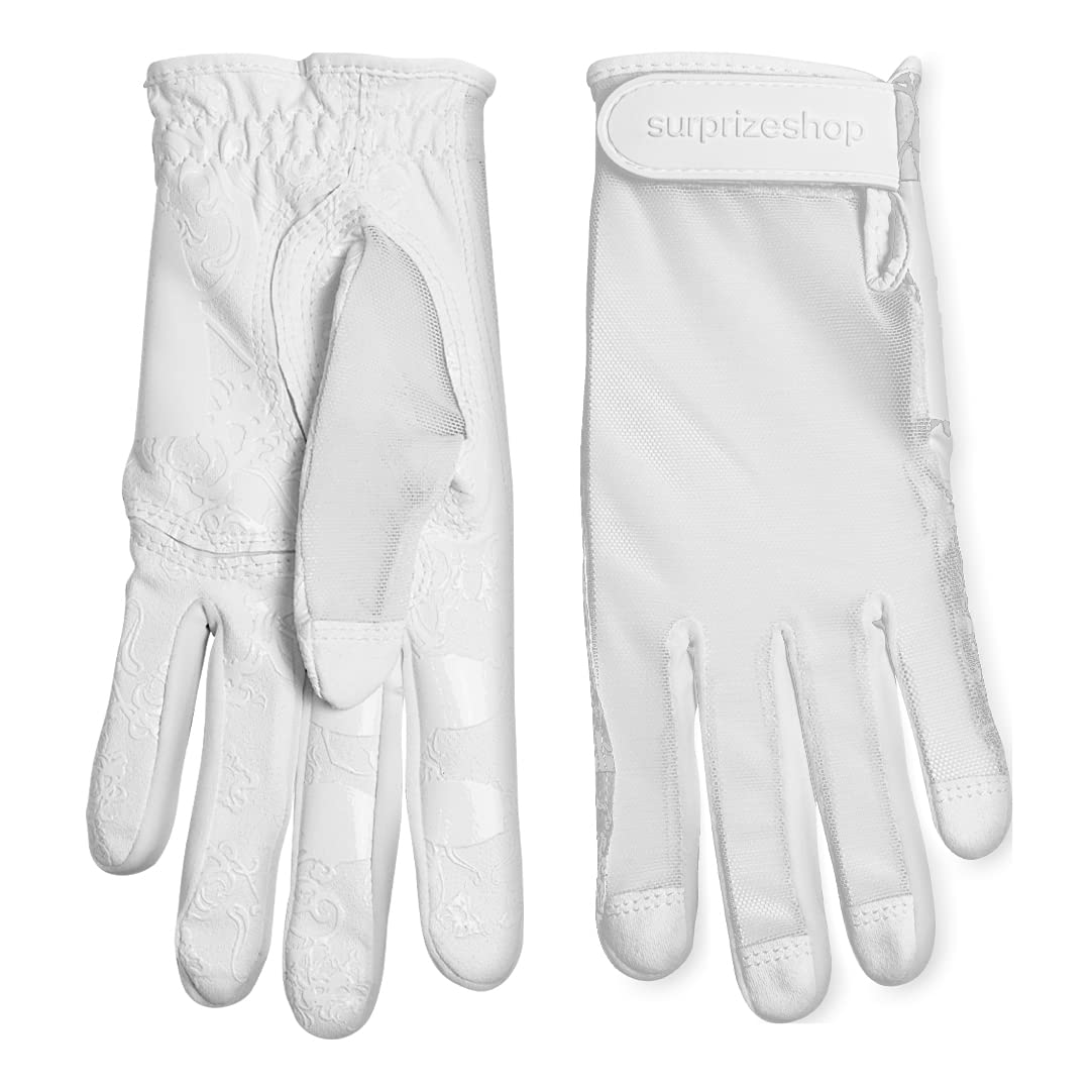 Surprizeshop Tan Through Women's Golf Glove (Left Hand) | One Size Ladies Golf Glove | Tan Through Design | Extra Grip Silicon Palm | One Size Fits All | Nail Protection (One Size, Navy)