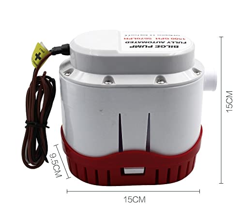 XuuSHA Hand Bilge Pump 1500GPH 12/24V DC Bilge Pump Submersible Bilge Pump Automatic (Color : 12V)
