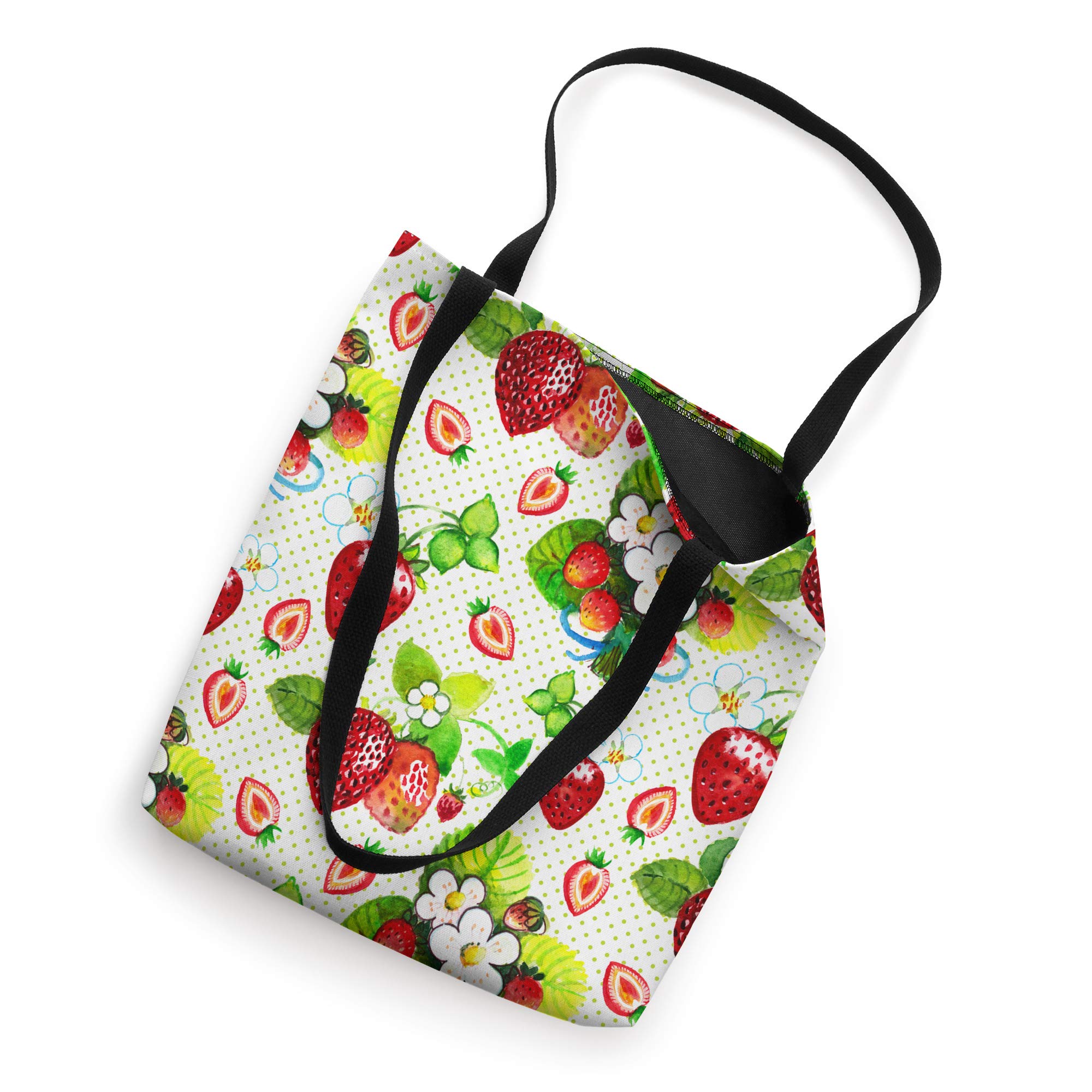 Retro Strawberries Pattern Berry Pocket | Vintage Strawberry Tote Bag