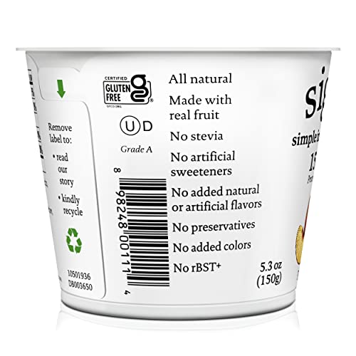 siggi's Icelandic Strained Nonfat Yogurt, Peach, 5.3 oz. Single Serve Cup – Thick, Protein-Rich Yogurt Snack