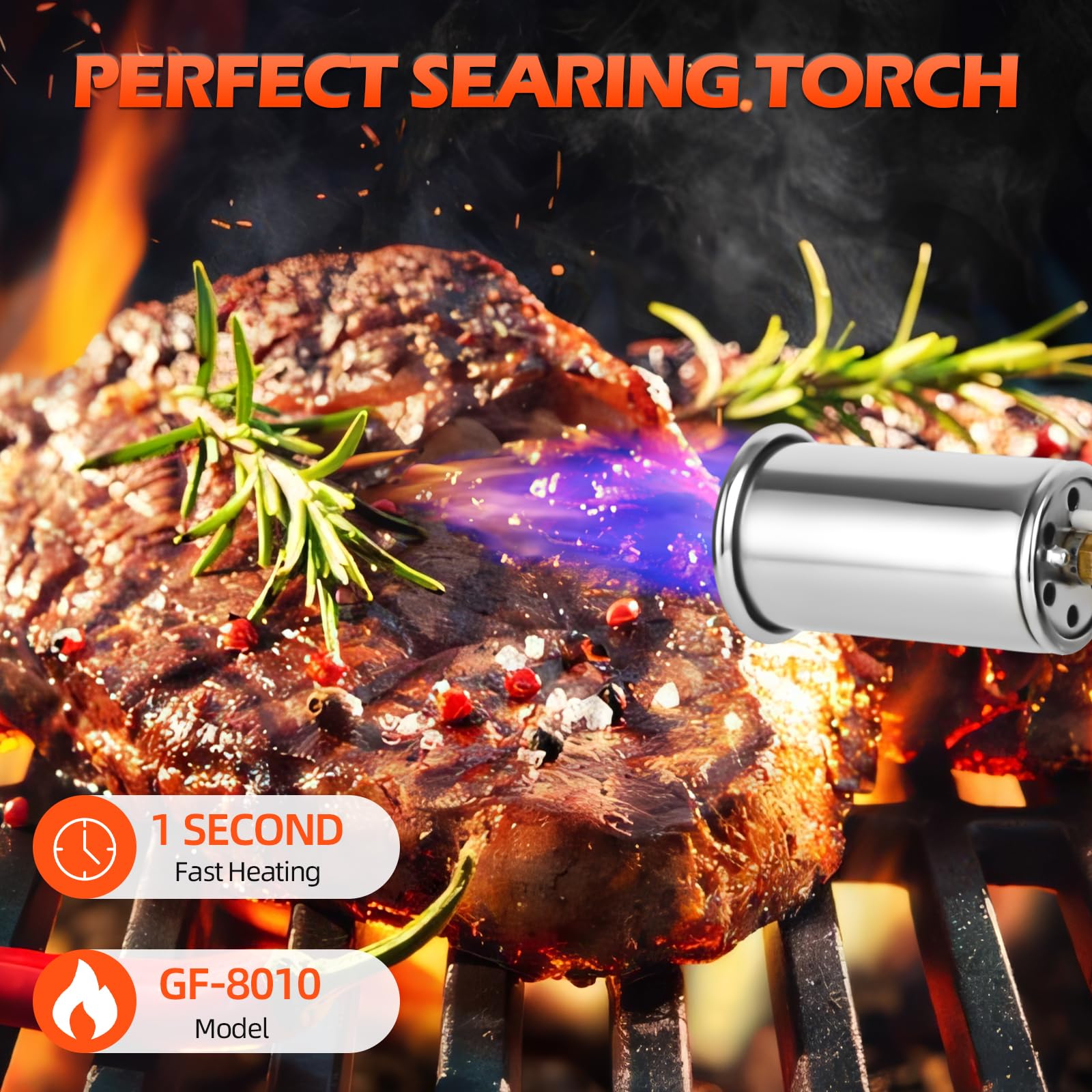 Powerful Propane Kitchen Cooking Torch Head, Grill Torch Charcoal Starter, Sous Vide Torch Lighter for Outdoor Campfire BBQ Searing Steak & Creme Brulee, Adjustable Flame (Propane Tank Not Included)