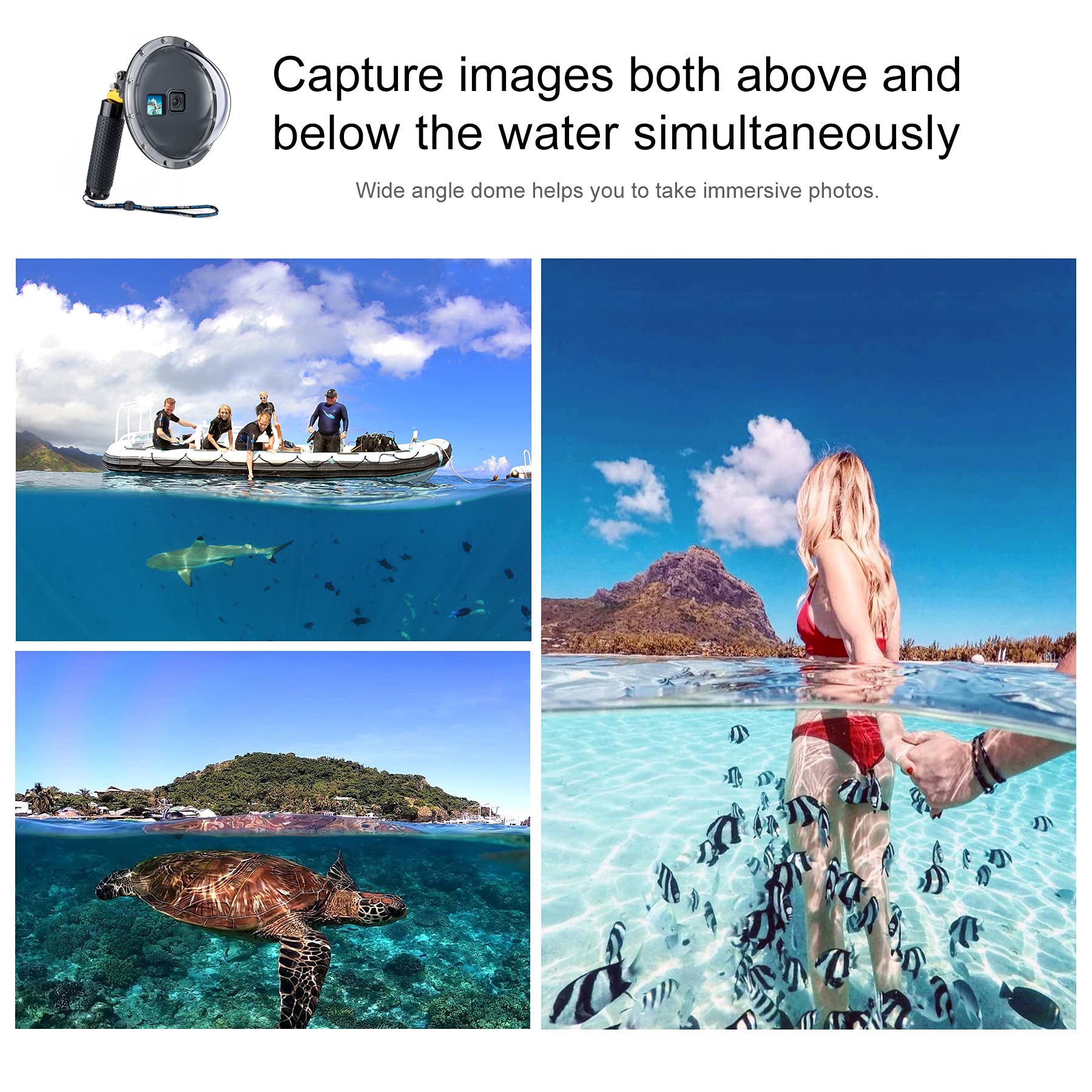 YALLSAME Waterproof Dome Port for GoPro Hero 9 10 11 12 with Floating Hand Grip/Trigger/Front View, Underwater Diving Snorkeling Protective Dome Housing Case Accessories Kit for GoPro11 10 9 Black