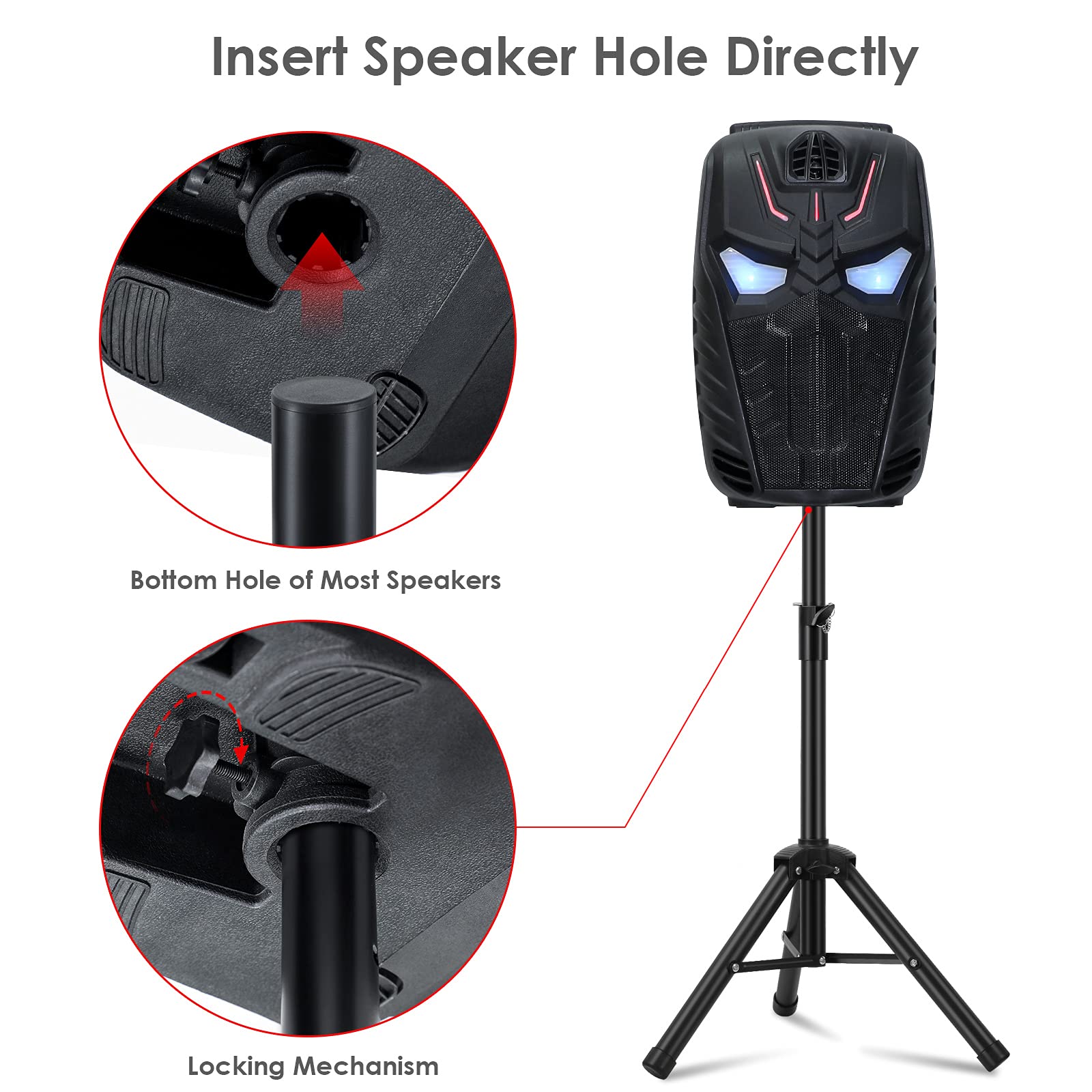 ZEROSUN Speaker Stands Adjustable Extend 30" to 44" PA DJ Short Tripod Stand Mini Speaker Stand Compatible Insert Safety Pin and Knob Tension