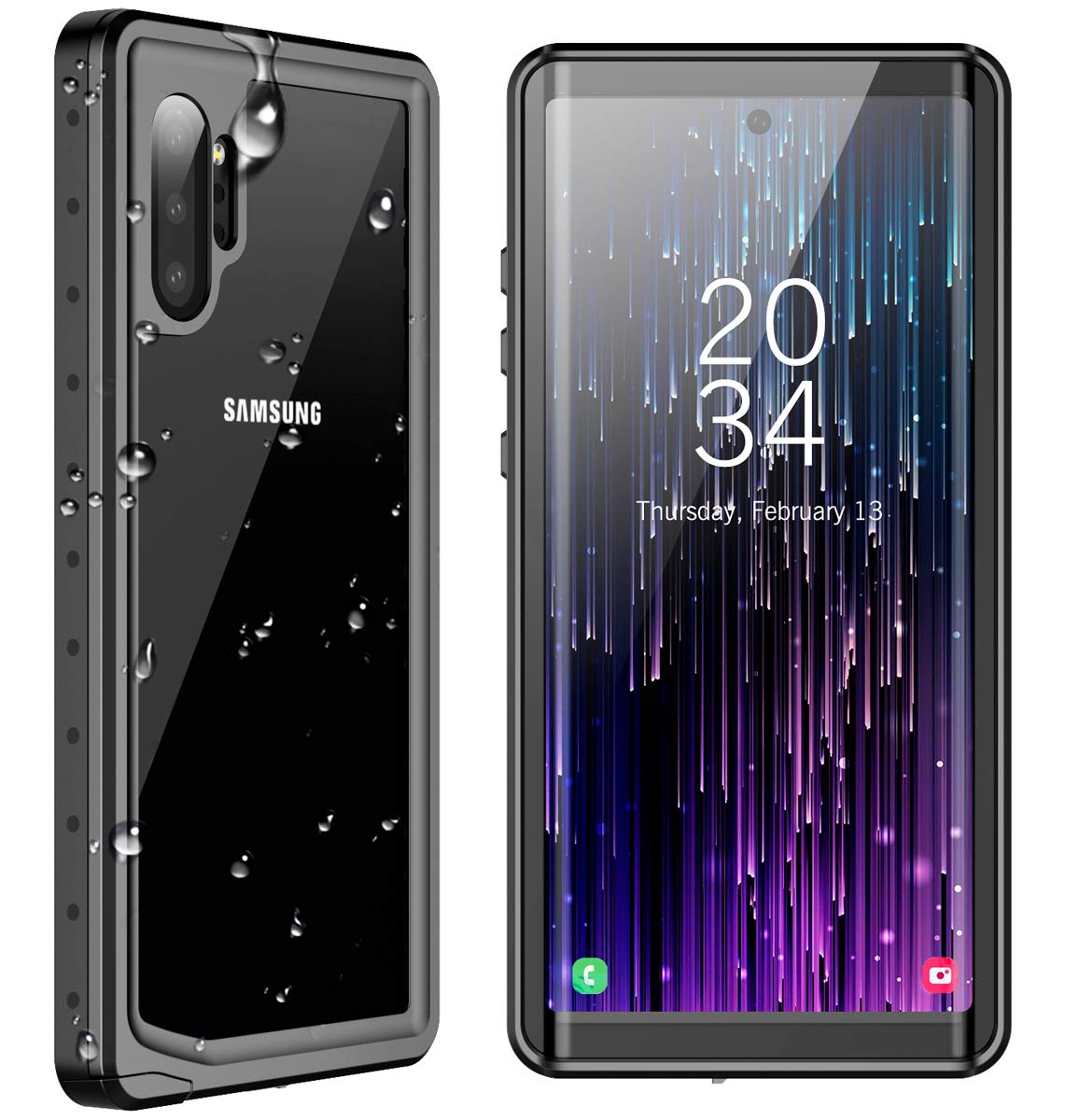SPIDERCASE for Samsung Galaxy Note 10+ Plus Waterproof Case, Built-in Screen Protector Fingerprint Unlock with Film, Shockproof Full Body Case for Samsung Galaxy Note 10+ Plus 5G 2019, Blue/Clear