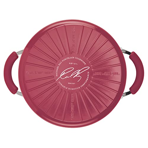 Rachael Ray Get Cooking! Nonstick Cookware Pots and Pans Set, Includes Baking Pan and Cooking Tools, 12 Piece - Burgundy,Red