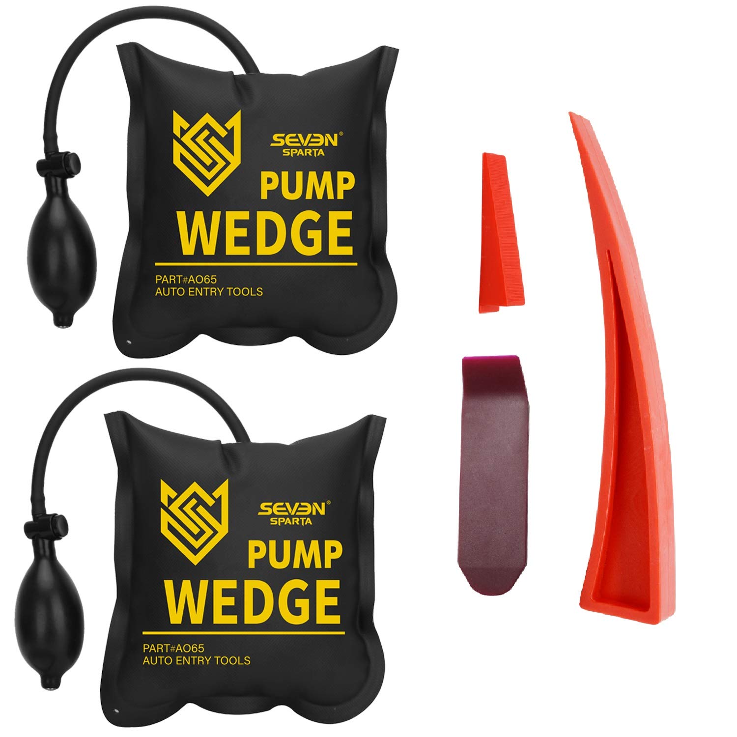 Seven Sparta Air Wedge Pump Kit, 2 PCS Air Wedge Bag Leveling Kit & Alignment Tool Inflatable Shim Bag with 3 Tools for Home Use (Yellow)