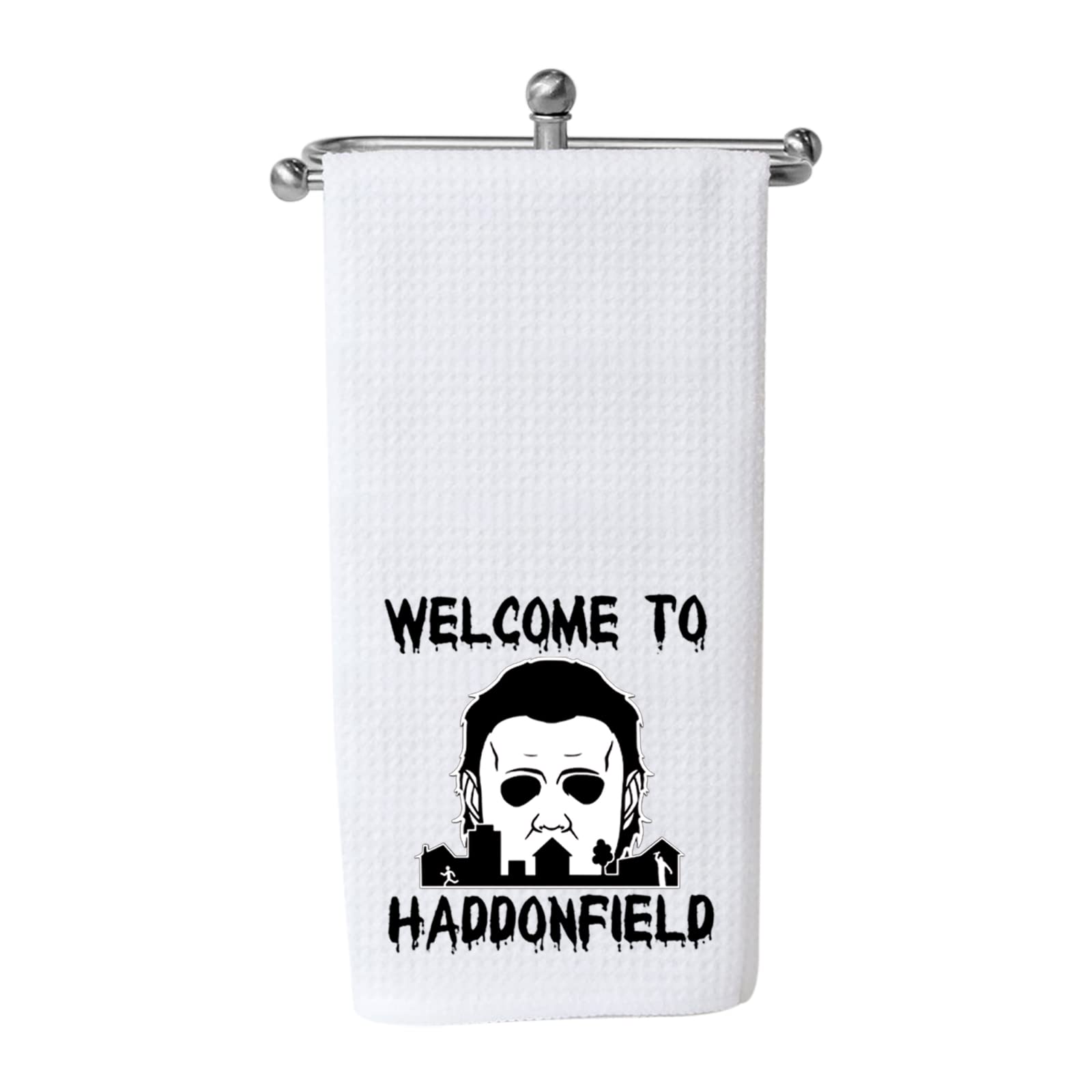 WCGXKO Halloween Welcome to Haddonfield Novelty Dish Towel Funny Kitchen Decor Cute Housewarming Gift (Welcome to Haddonfield)
