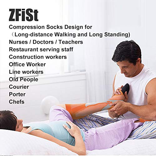 ZFiSt 3 Pair Sport Compression Socks Men Women, Compression Stocking Nurse Socks for Edema Travel(Black+red+grey,XXL)